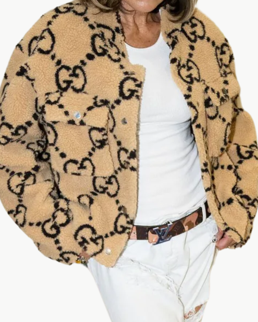 MARU BOMBER IN BEIGE AND CHOCOLATE | Romi Boutique